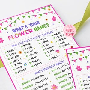 Whats Your Flower Name? | Springtime Games | Party Printables for Kids ...