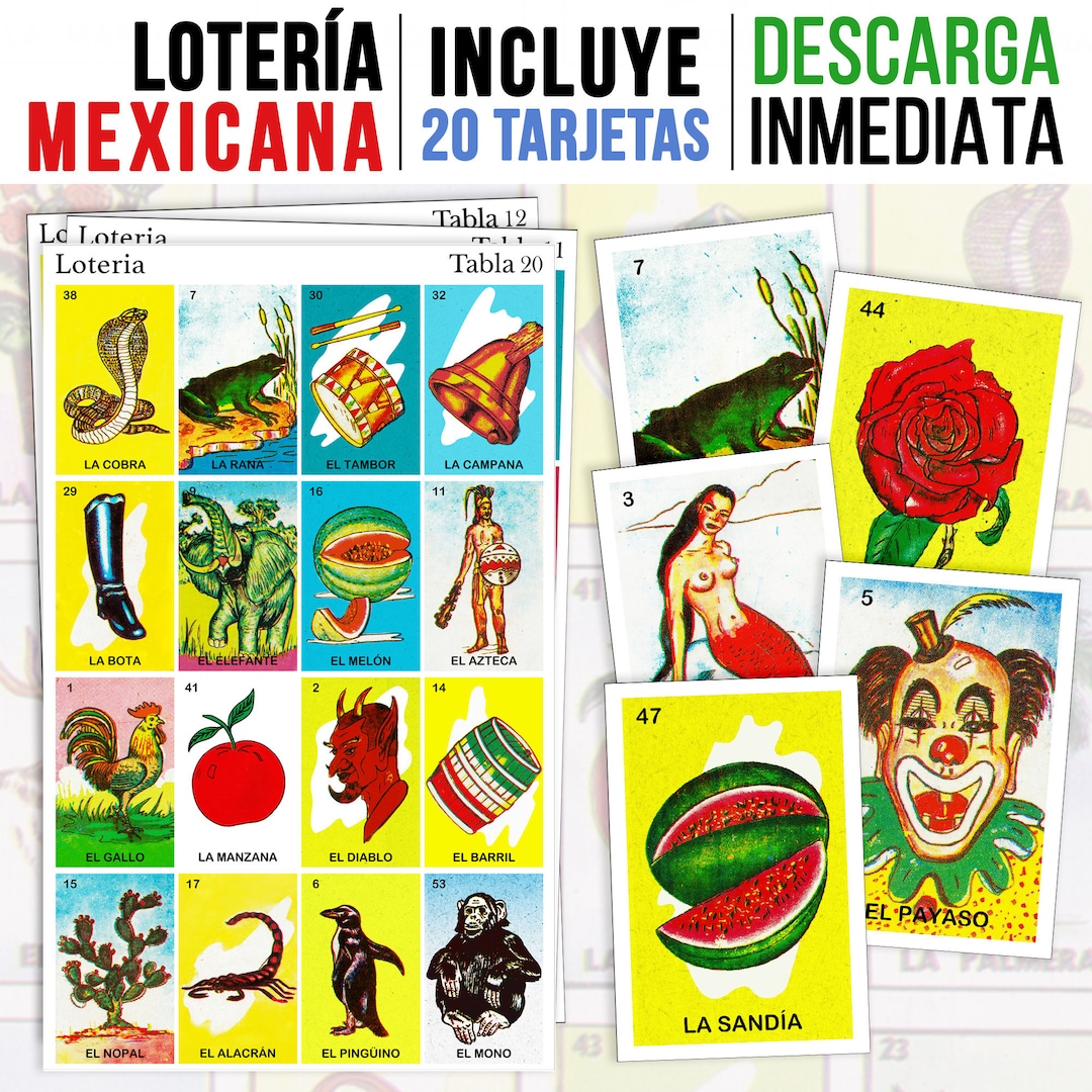 20 Mexican Loteria Cards for Family Night | Loteria Mexicana Imprimible ...