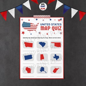 United States Map Picture Quiz | 4th of July Patriotic Trivia Game | US ...