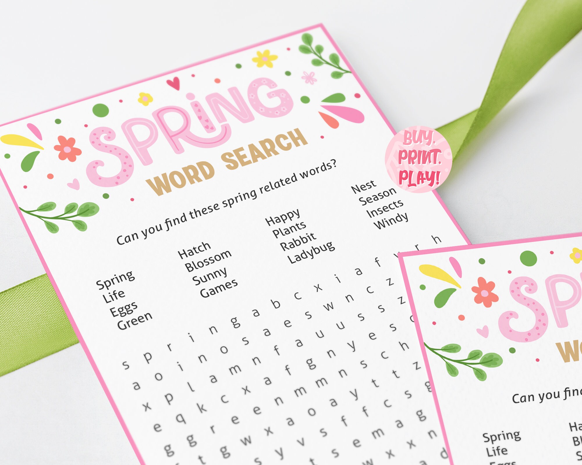 Spring Word Search Springtime Printable Games Activity for - Etsy