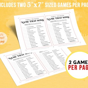 Family Name That Song Quiz | Family Gathering Games - Song Matchup | Family Reunion Printable ...