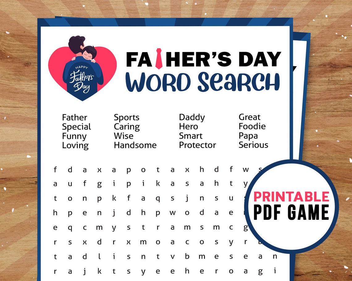 Fathers Day Word Search Printable Games for Kids & Teens - Etsy