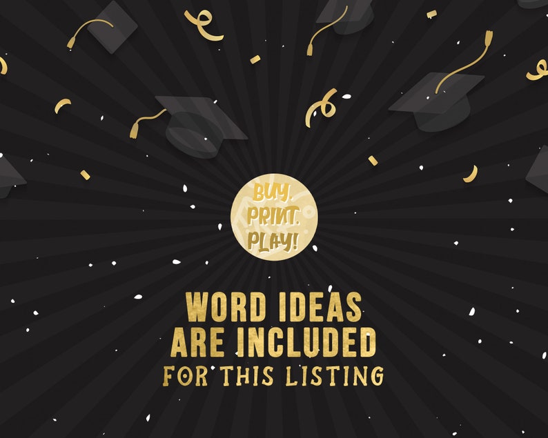 Graduation Party Word List Fun Printable Games High School - Etsy