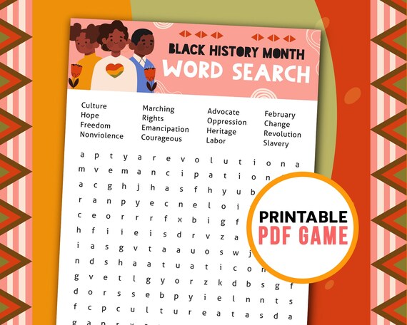 Black History Month Word Search American History Printable | Etsy