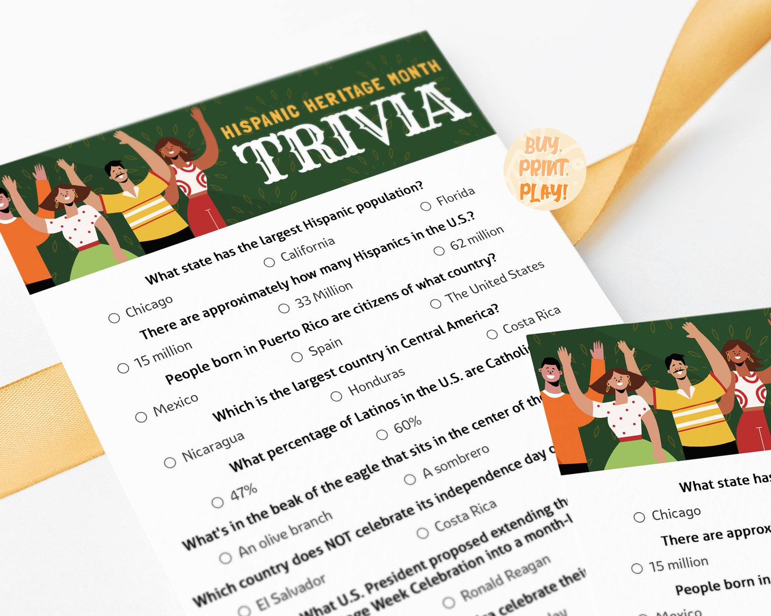 Hispanic Heritage Month Trivia Game Latin American History - Etsy