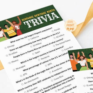 Hispanic Heritage Month Trivia Game | Latin American History Printable ...
