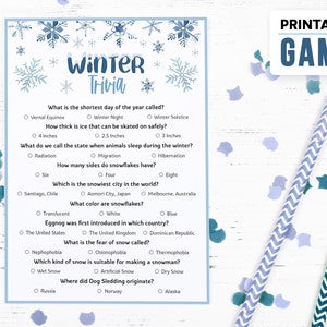 Fun Winter Trivia Game | Printable Wintertime Quiz | Family-friendly ...