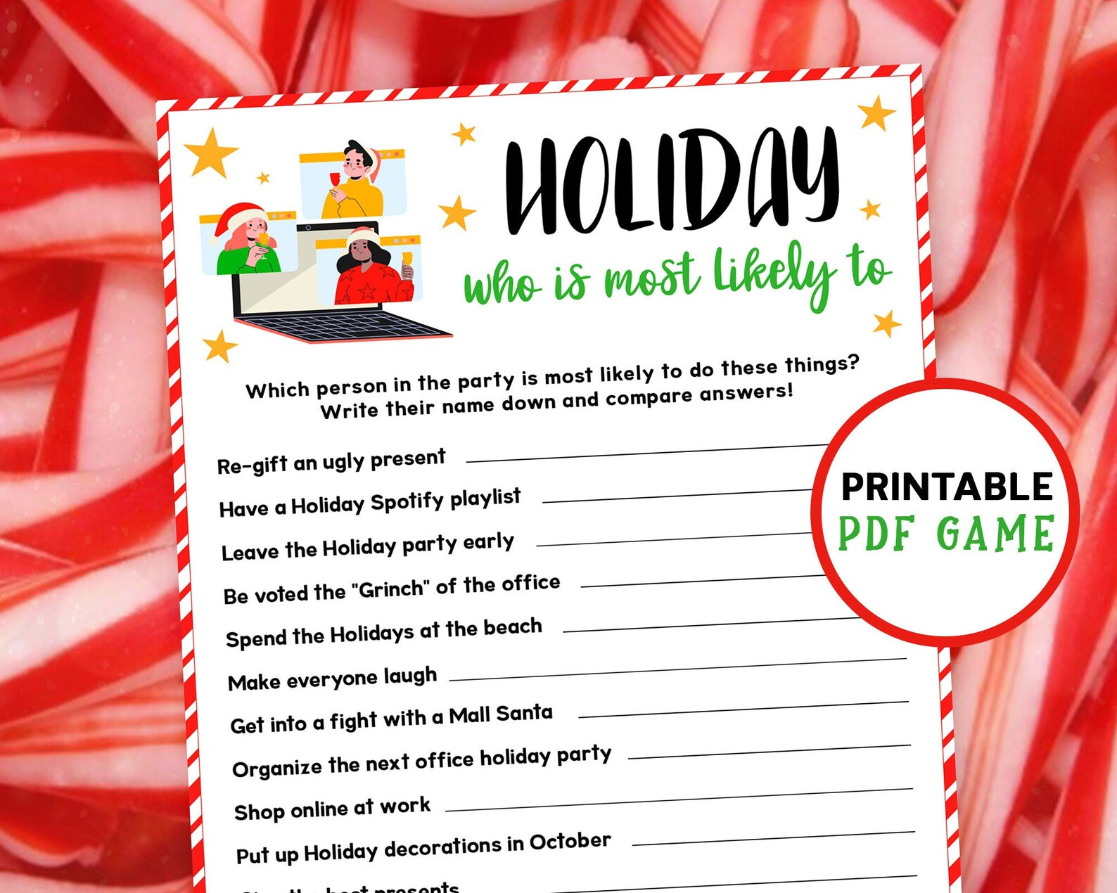 Office Holiday Who is Most Likely to Christmas Party Games - Etsy