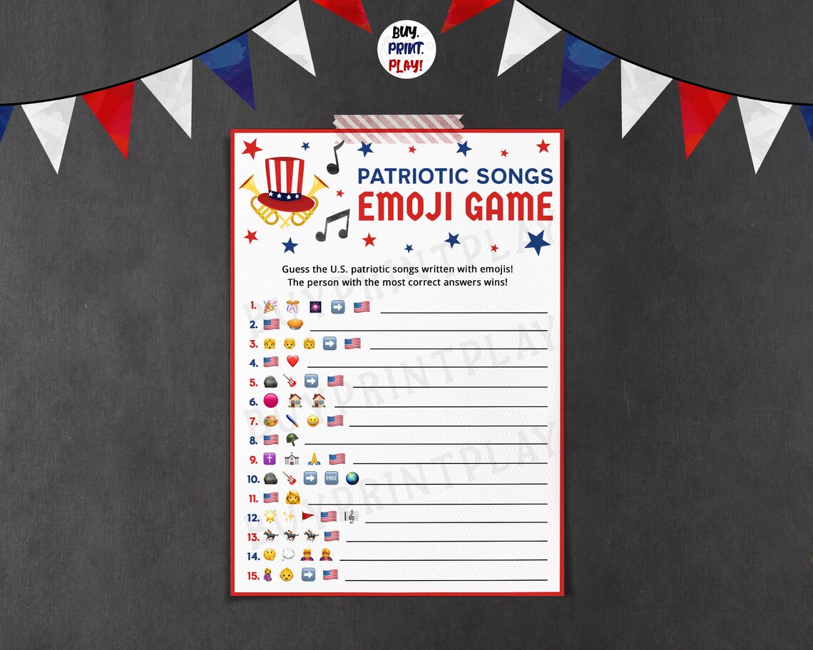 4th of July Emoji Game: Patriotic Songs Trivia Emoji - Etsy