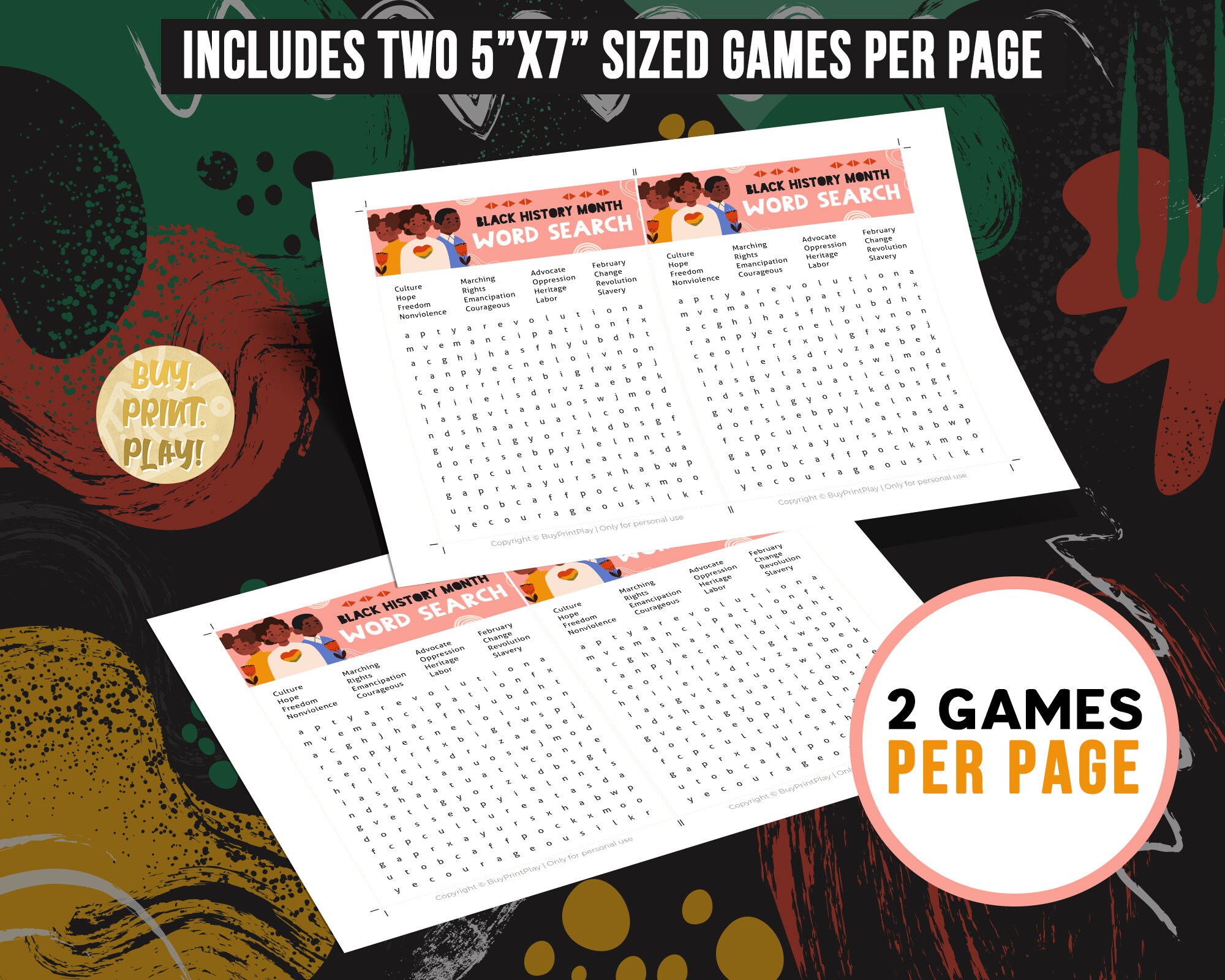 Black History Month Word Search American History Printable - Etsy