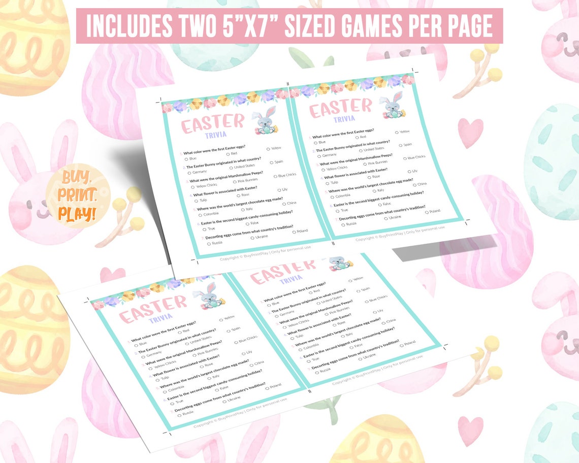 Printable Easter Trivia Game Easter Quiz Games for Kids | Etsy