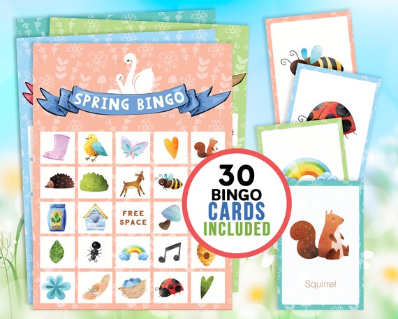 Printable Spring Bingo for Kids Fun Springtime Bingo | Etsy