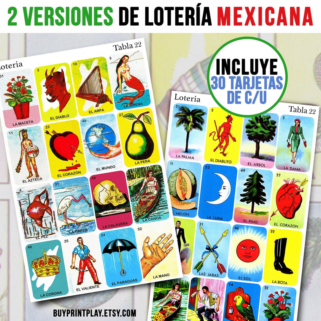 30 Mexican Loteria Cards | 2 Different Versions (60 Total) | Loteria ...