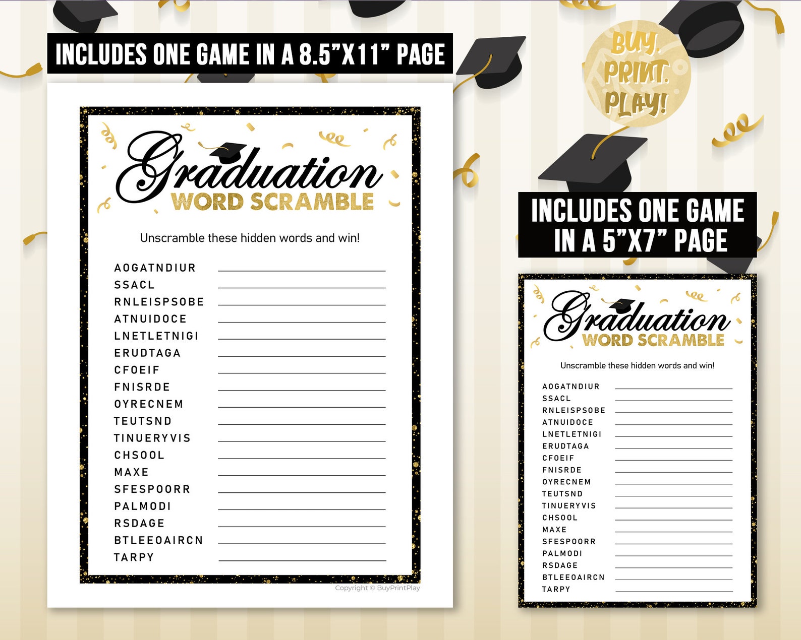 Graduation Party Word Scramble Class of 2023 Printable Games - Etsy