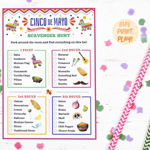 Cinco De Mayo Games - Scavenger Hunt | Printable Game | Family Games ...