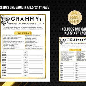2024 Grammy Ceremony Party Games Song of the Year Winner Trivia 66th ...