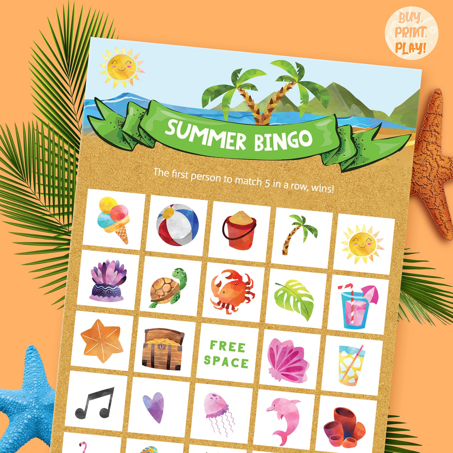 Summer Bingo for Kids Fun Printable Game | Etsy