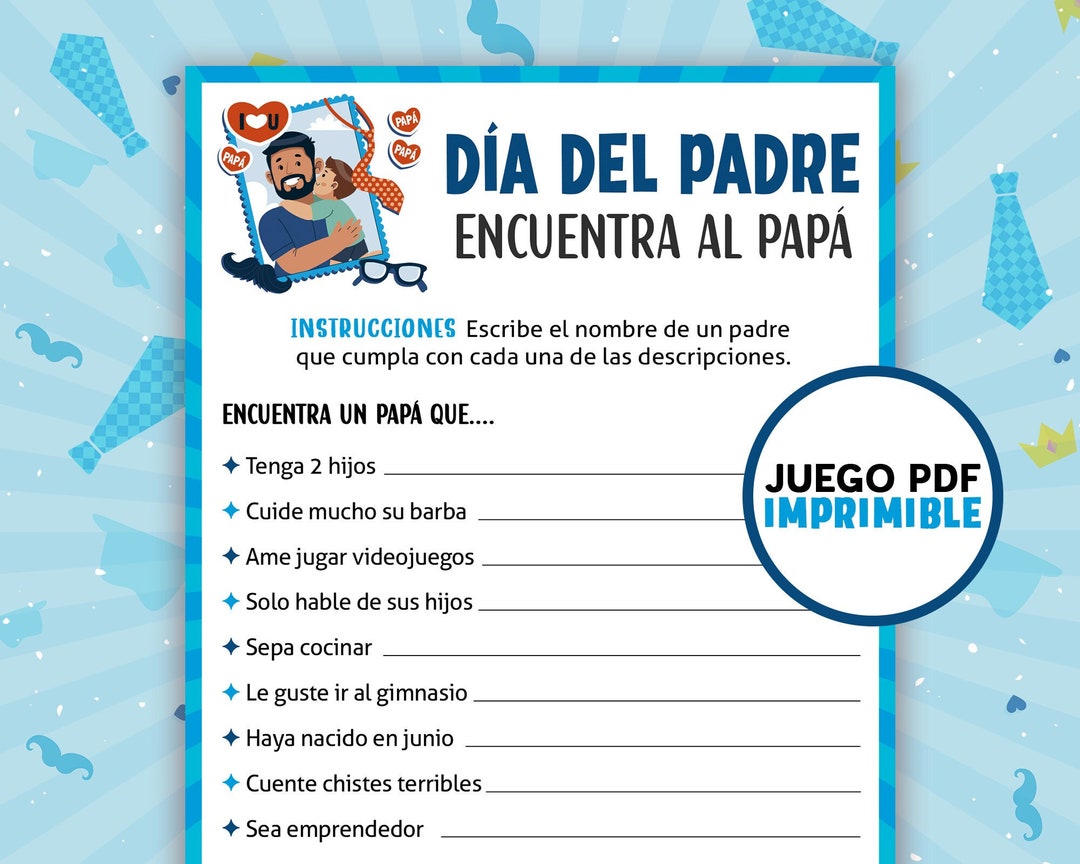 Spanish Fathers Day Find the Guest Dad | Printable Games for Adults ...