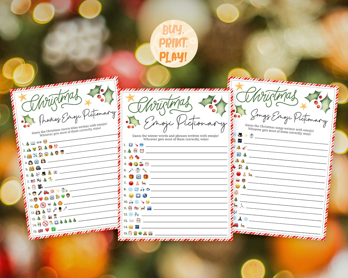 Christmas Emoji Pictionary Games Bundle Emoji Quiz Game for | Etsy