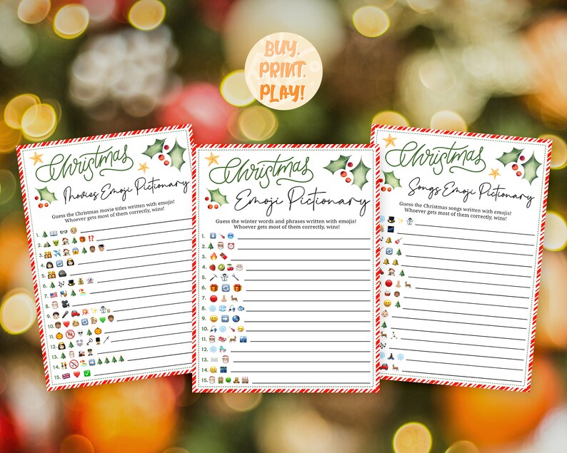 Christmas Emoji Pictionary Games Bundle Emoji Quiz Game for | Etsy