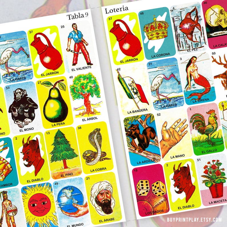 20 Mexican Loteria Cards Two Different Versions 40 Total - Etsy
