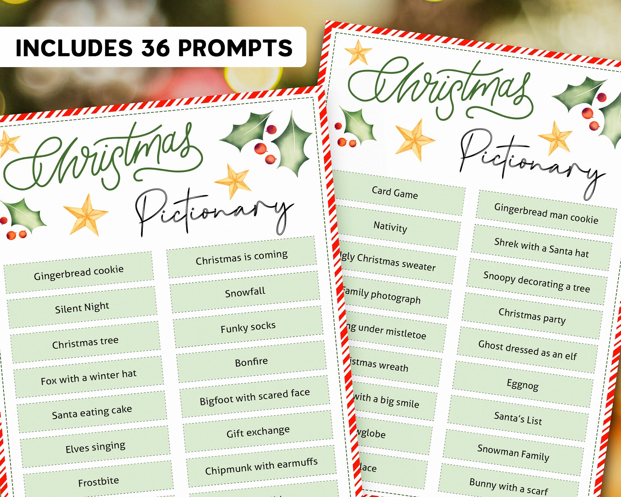 Fun Christmas Games Pictionary Party Printable Game for | Etsy