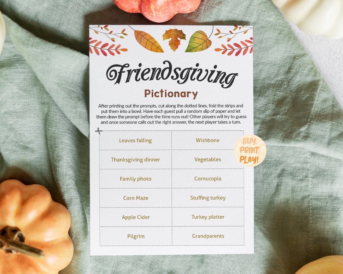Friendsgiving 32 Pictionary Prompts Thanksgiving Activities - Etsy