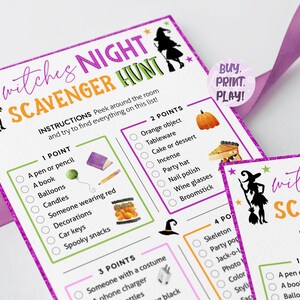 Witches Night Scavenger Hunt Halloween Ladies Night Games Girls Night ...