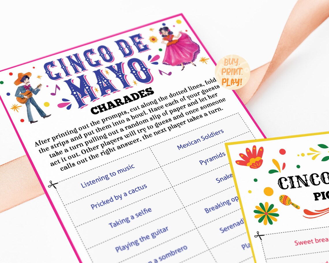 Cinco De Mayo Games Charades & Pictionary Mexican Fiesta - Etsy