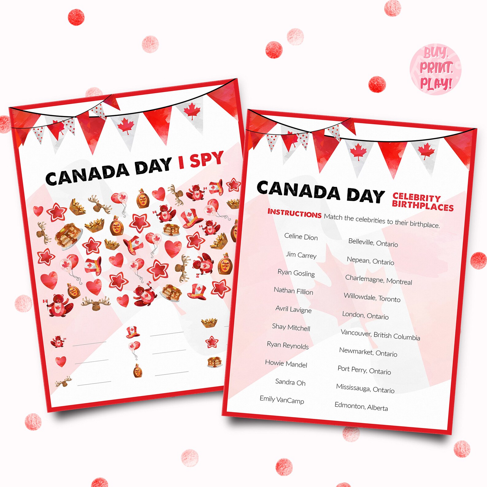 Canada Day Games Bundle Printable Games for Kids and for - Etsy