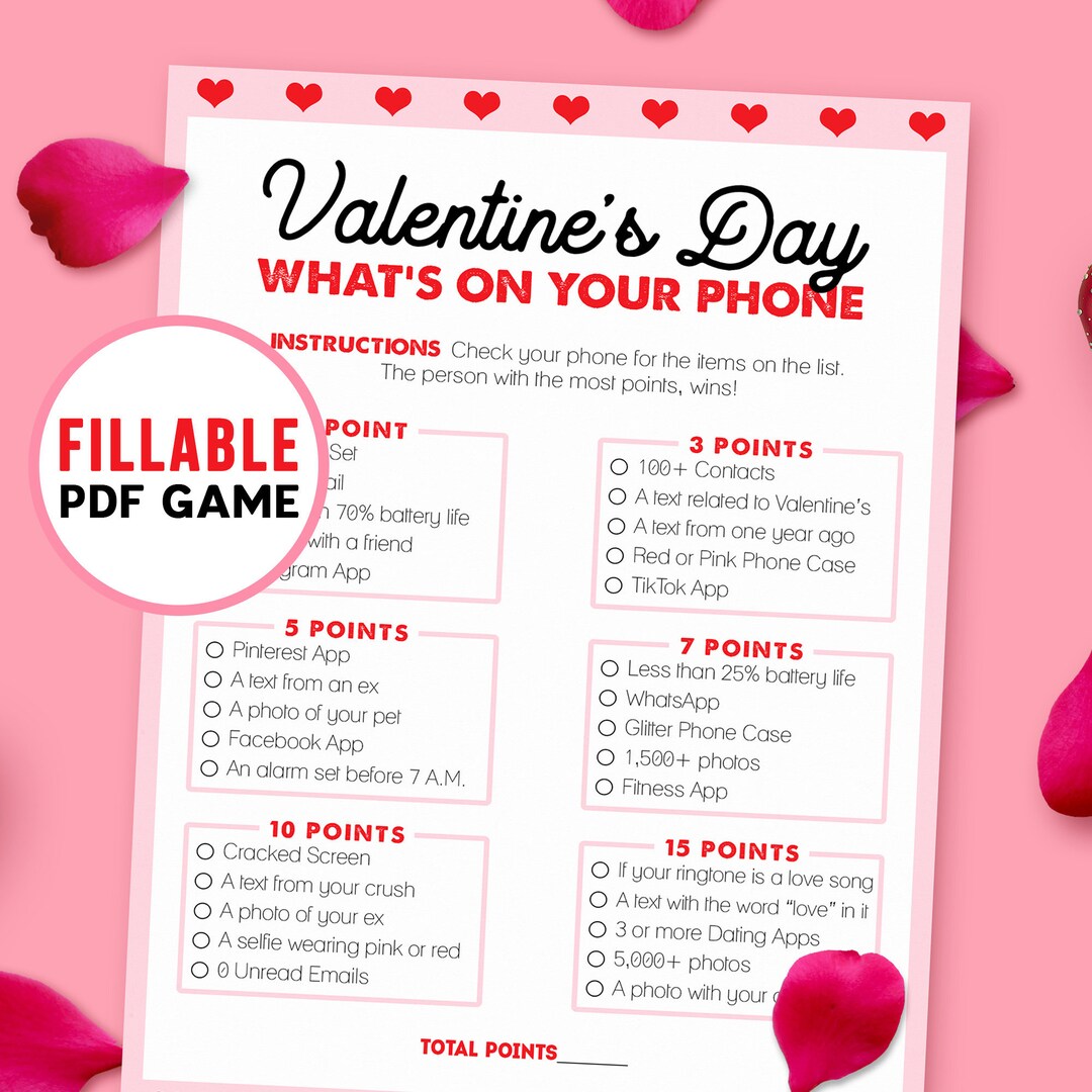 Whats on Your Phone - Valentine's Day | Printable Game for Adults ...