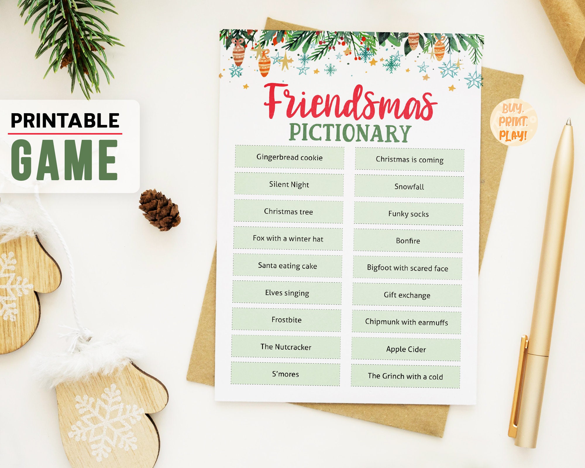 Friendsmas Pictionary Christmas Party Games for Adults & - Etsy