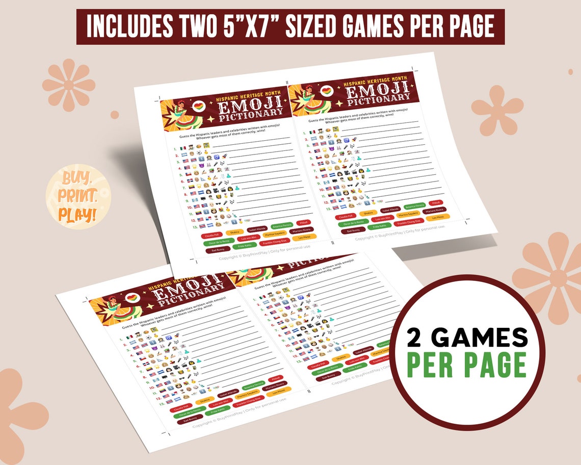 Hispanic Heritage Month Emoji Pictionary Emoji Game - Etsy