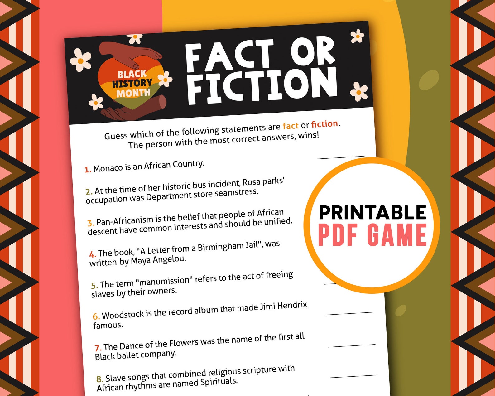 Black History Month Games Bundle American History Printable - Etsy