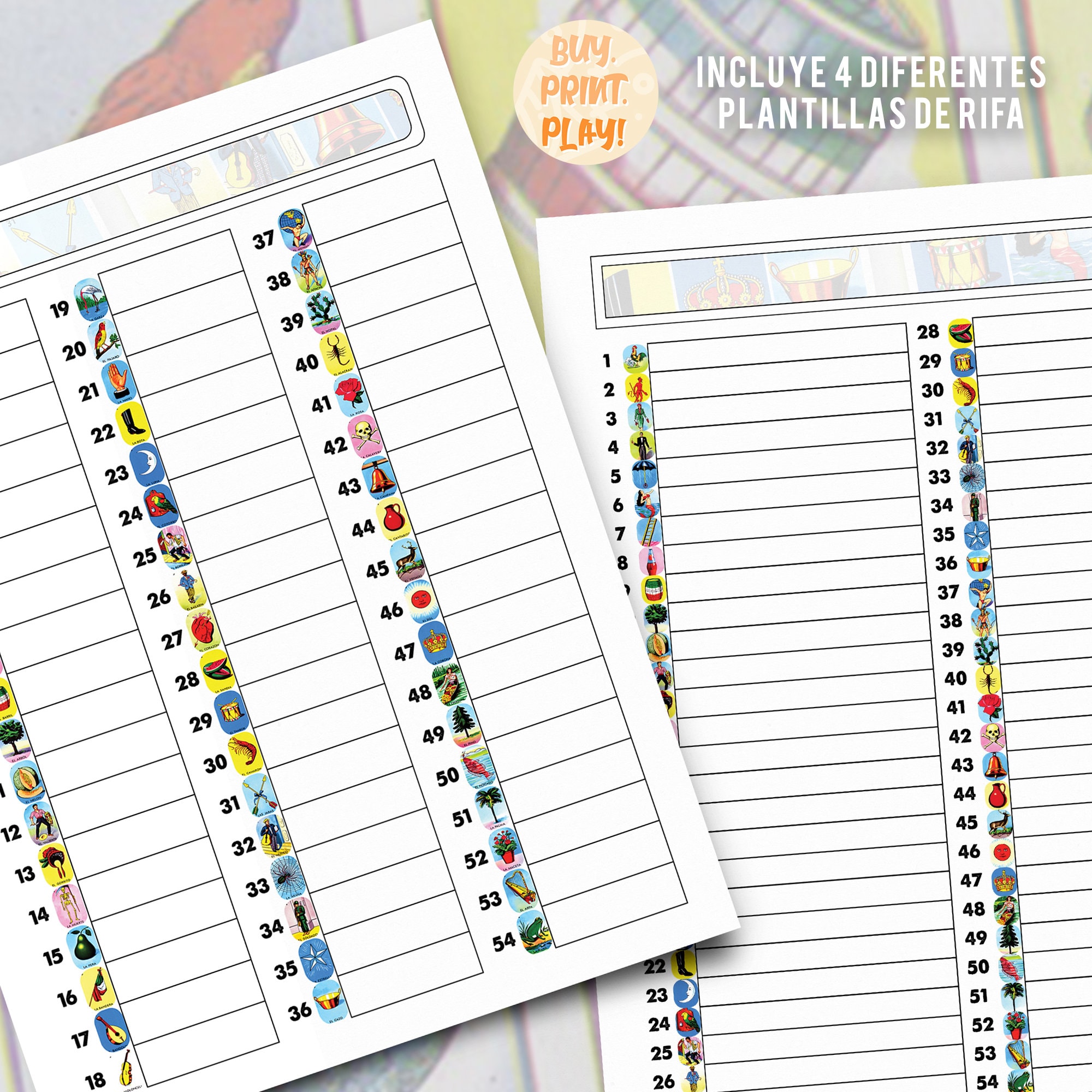 Páginas para Rifa de Loteria Mexican Loteria Raffle Sheet - Etsy España
