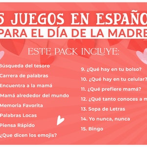 15 Juegos Del Dia De La Madre | Spanish Mother's Day Games Bundle for ...
