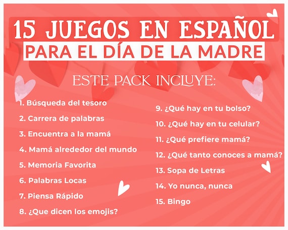 Juegos Del Dia De La Madre Bingo Para El Día De La Madre Para