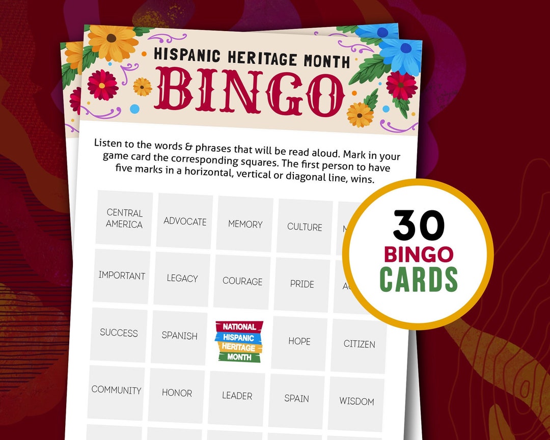 Hispanic Heritage Month Word Bingo | Latin America Heritage History ...