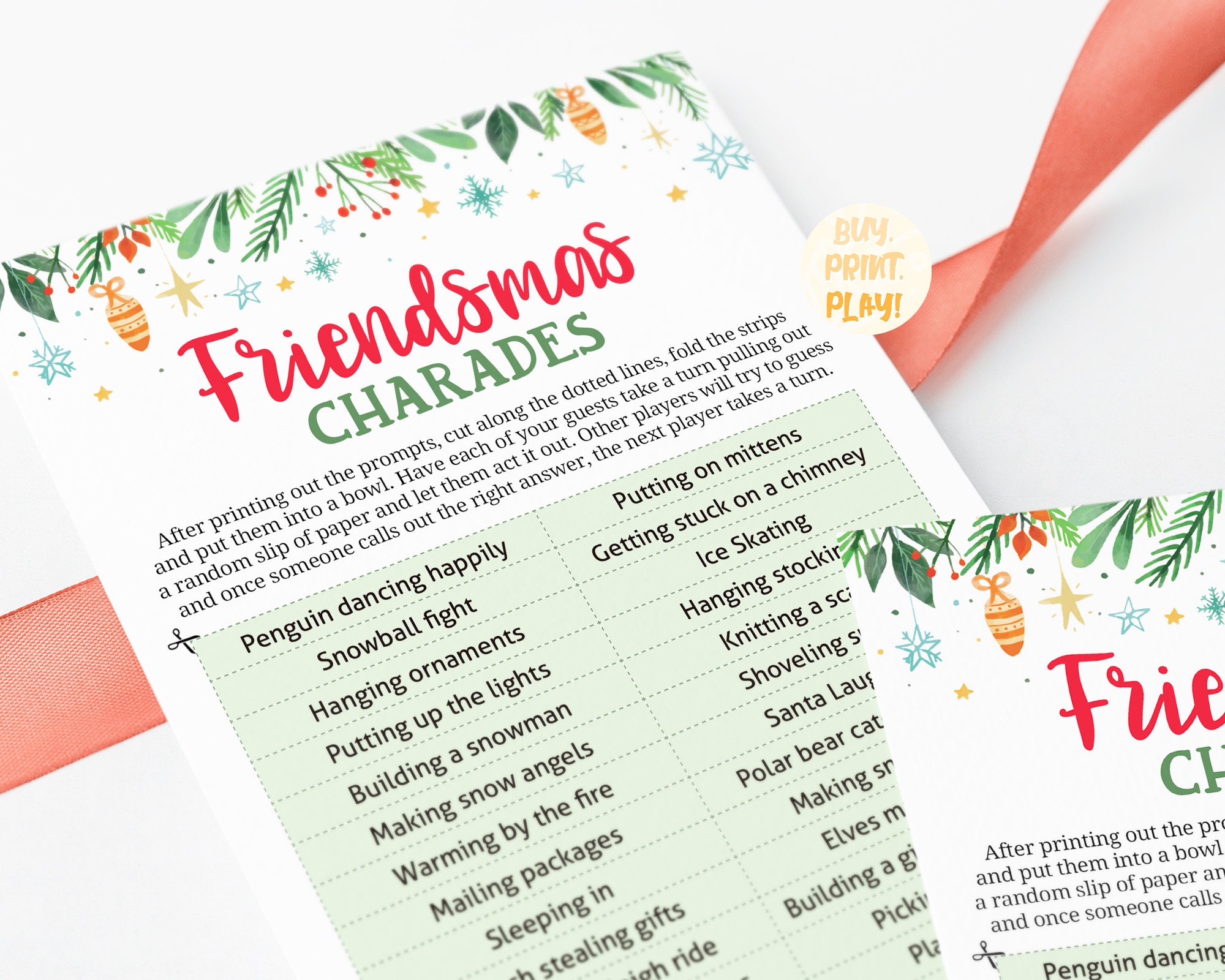 30 Friendsmas Charades Christmas Party Printable Games Fun | Etsy