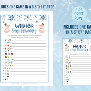 Winter Emoji Pictionary Trivia Game | Fun Wintertime Emoji Quiz | Cold ...