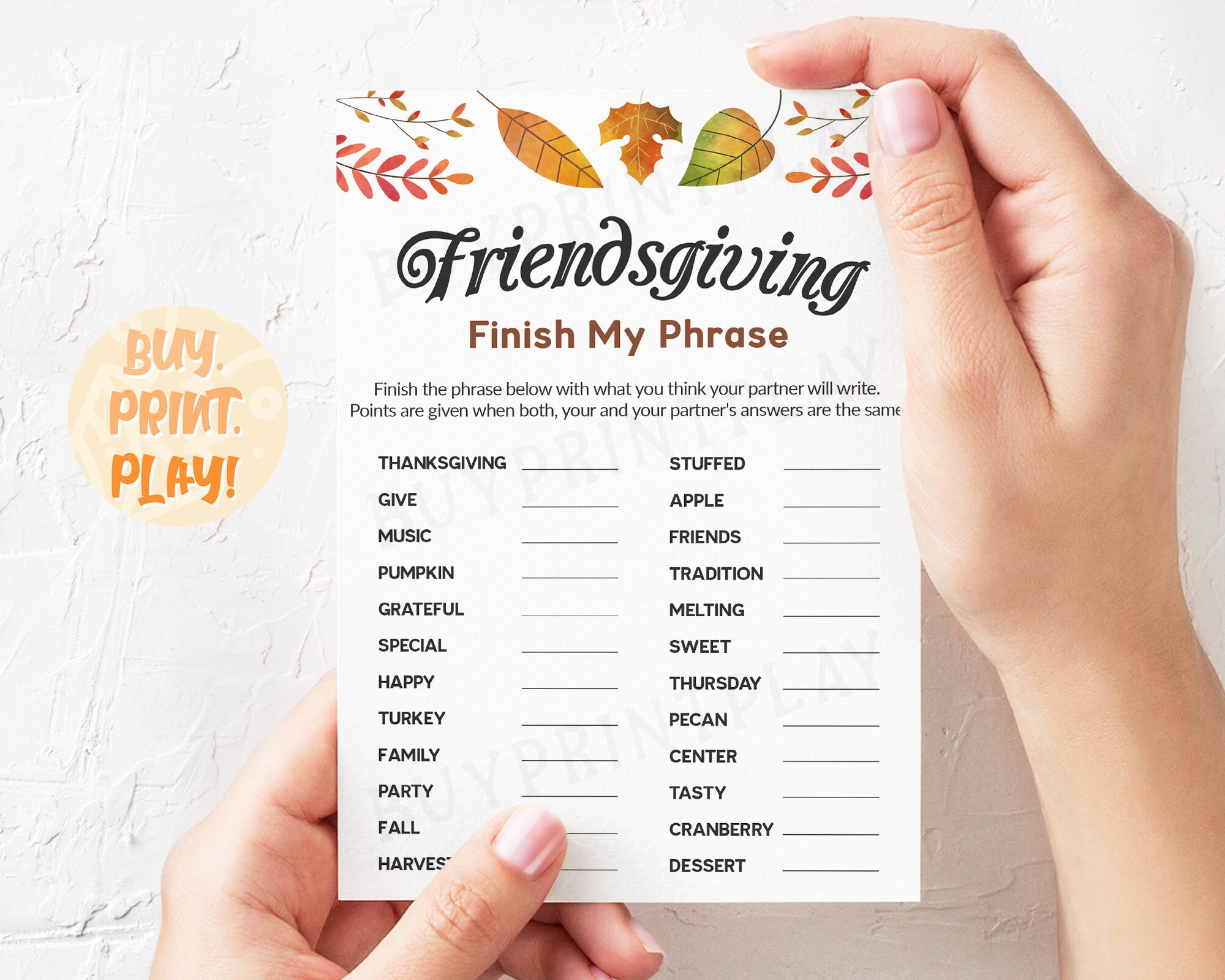 Friendsgiving Finish the Phrase Game Thanksgiving Party for - Etsy
