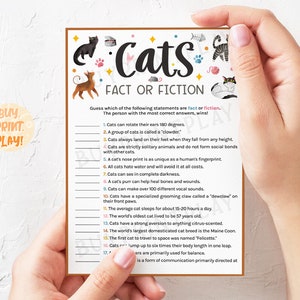 Cat Trivia - Fact or Fiction | Printable Party Games | Cat Lovers True ...