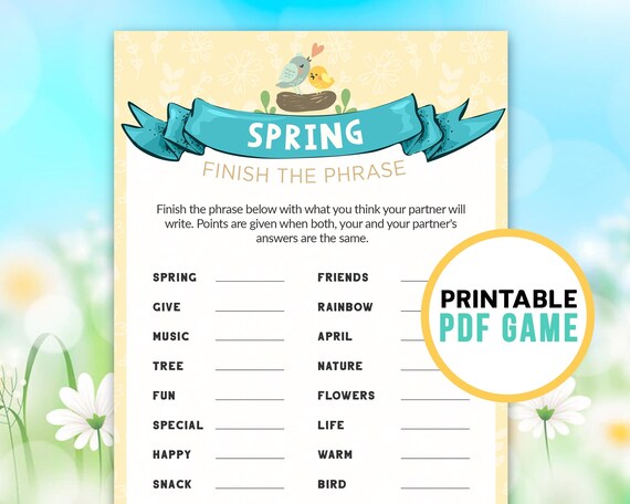 Party Favors & Games Spring Party Printables Fun kids & adults activity ...