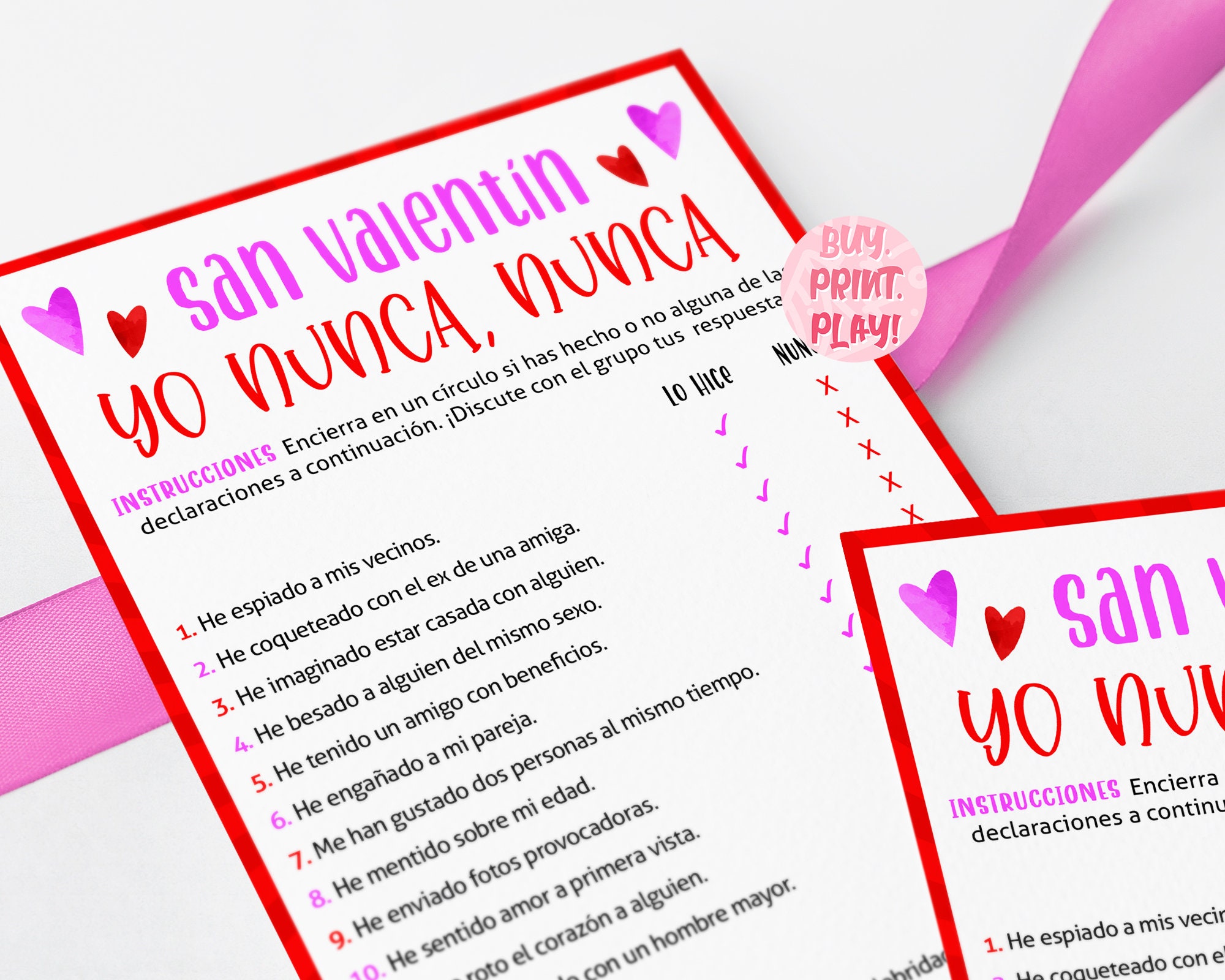 Valentines Day Never Have I Ever in Spanish Games for Adults - Etsy