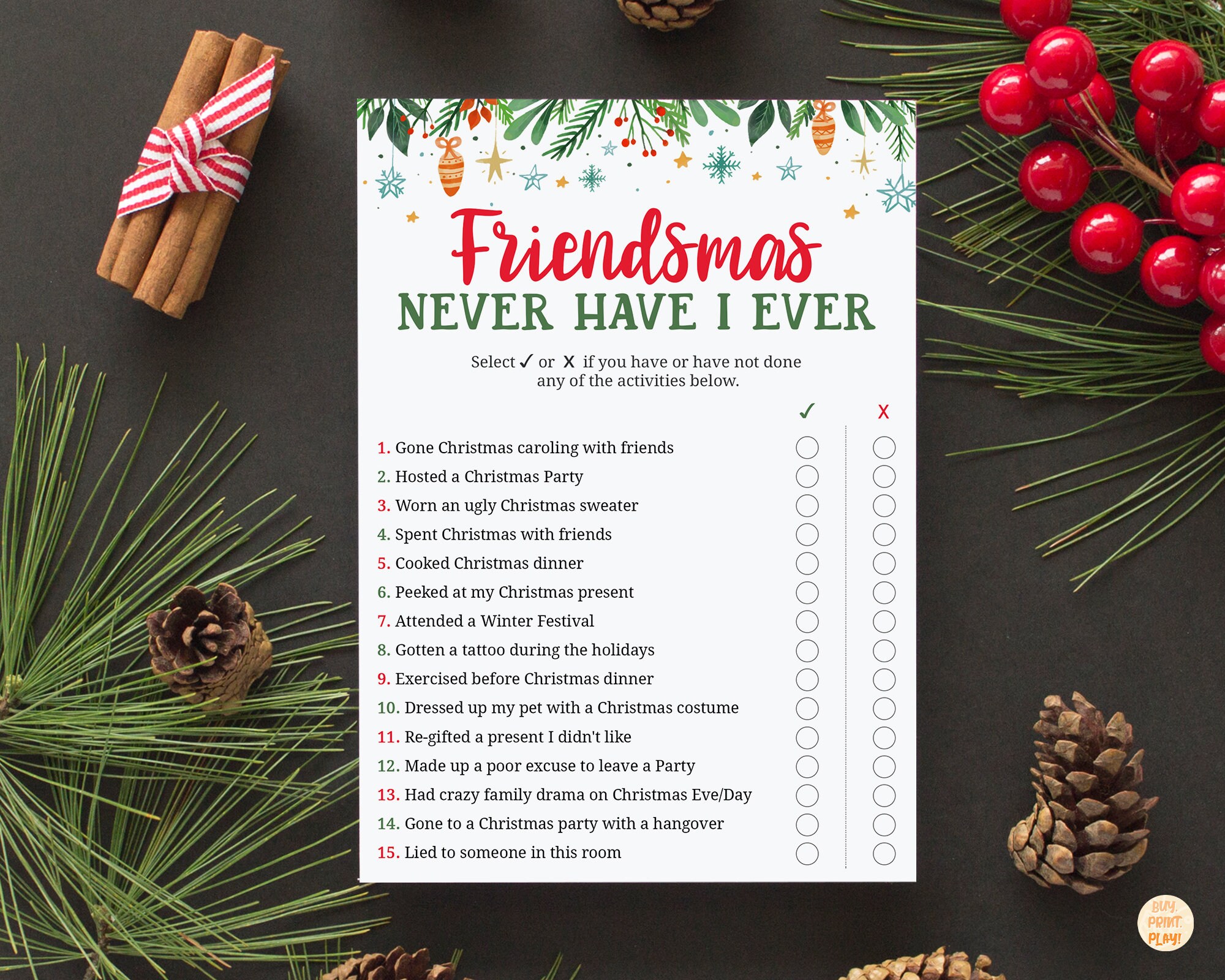Friendsmas Never Have I Ever Christmas Games for Adults - Etsy