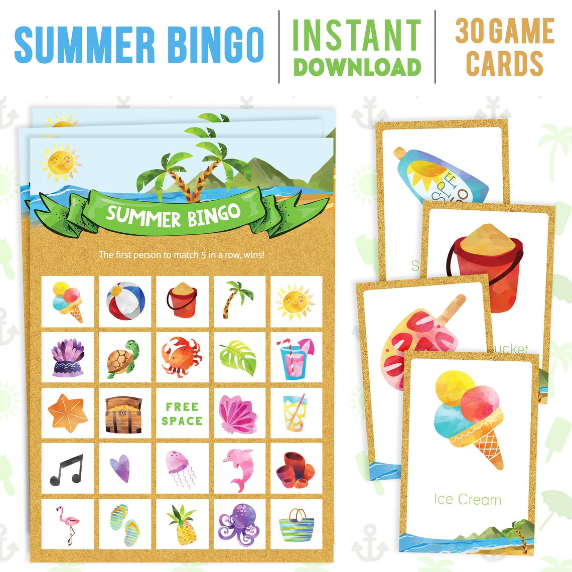 Summer Bingo for Kids Fun Printable Game | Etsy