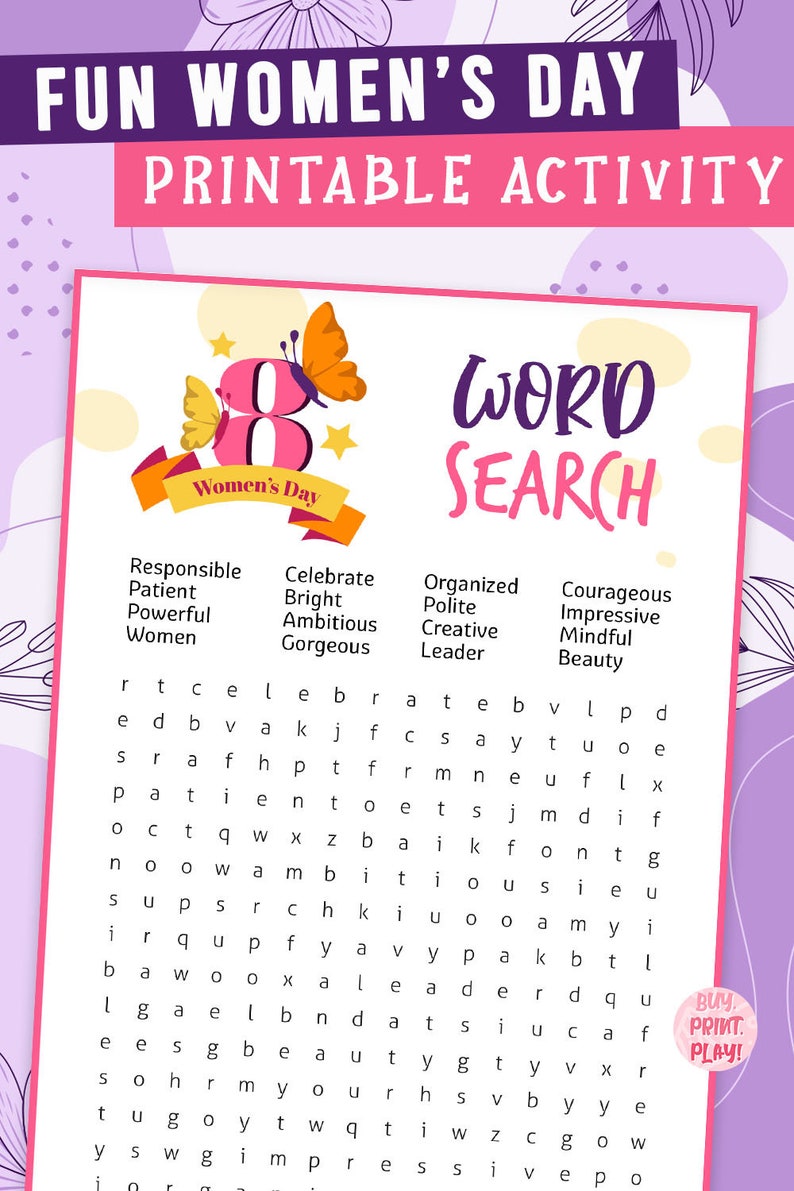 International Womens Day Word Search Printable - Word Search Maker