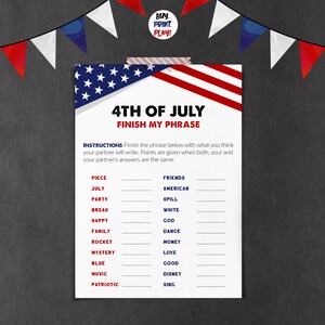 Fourth of July Games - Finish My Phrase | US Independence Day | 4th of ...