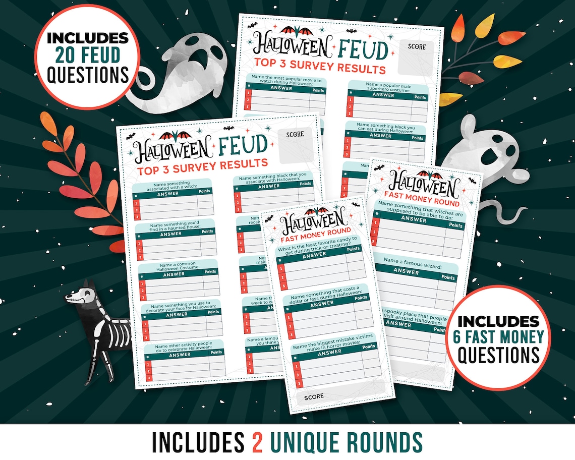 Halloween Family Feud Printable Game Halloween Games and - Etsy