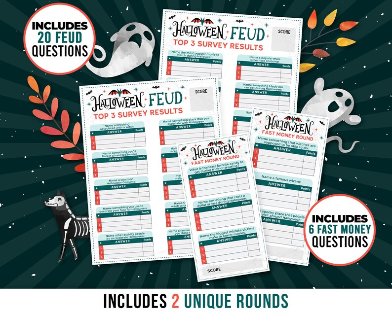 Halloween Family Feud Printable Game Halloween Games and - Etsy